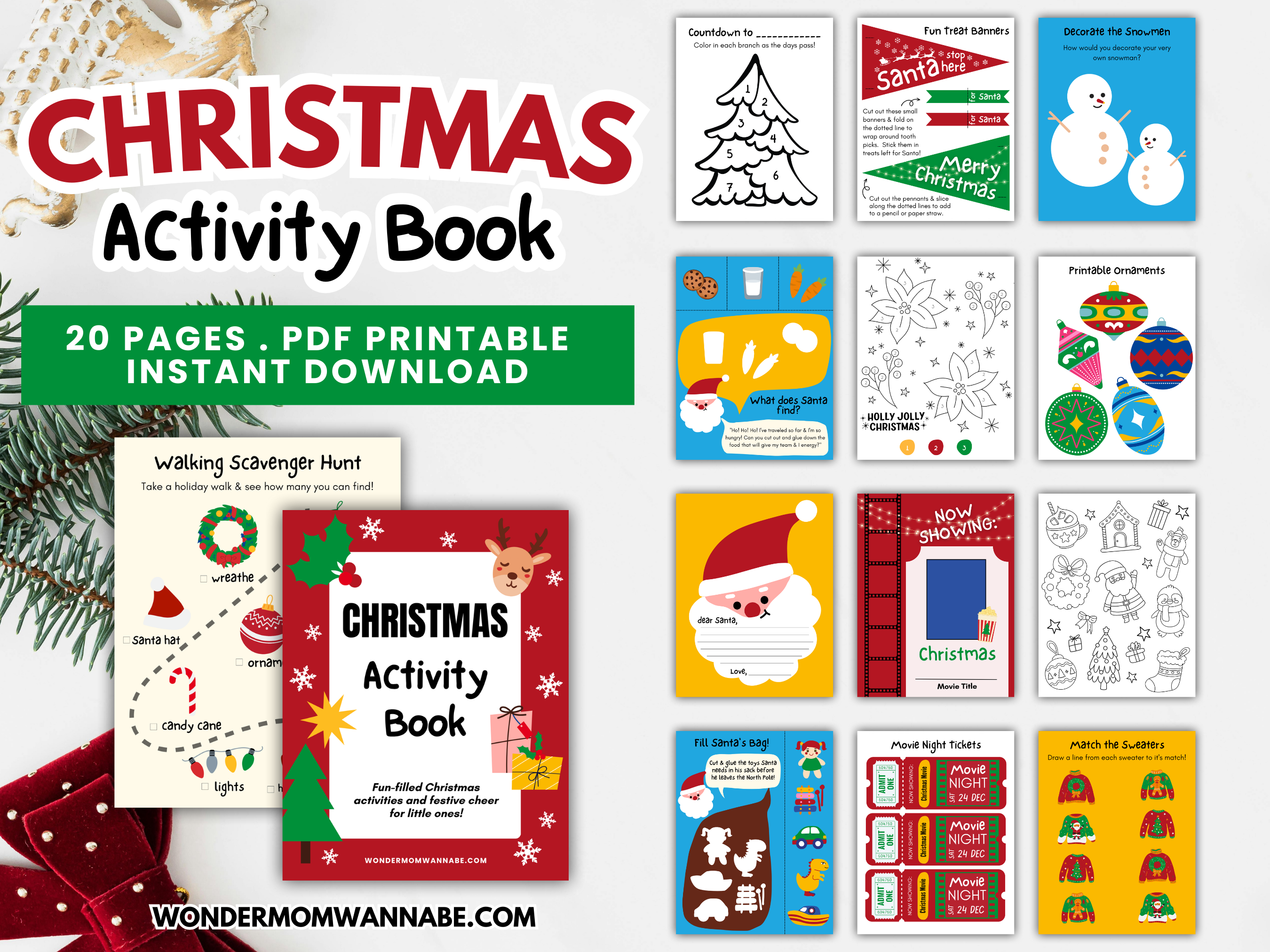 Printable Christmas Activity Book for Kids | Holiday Games & Coloring ...