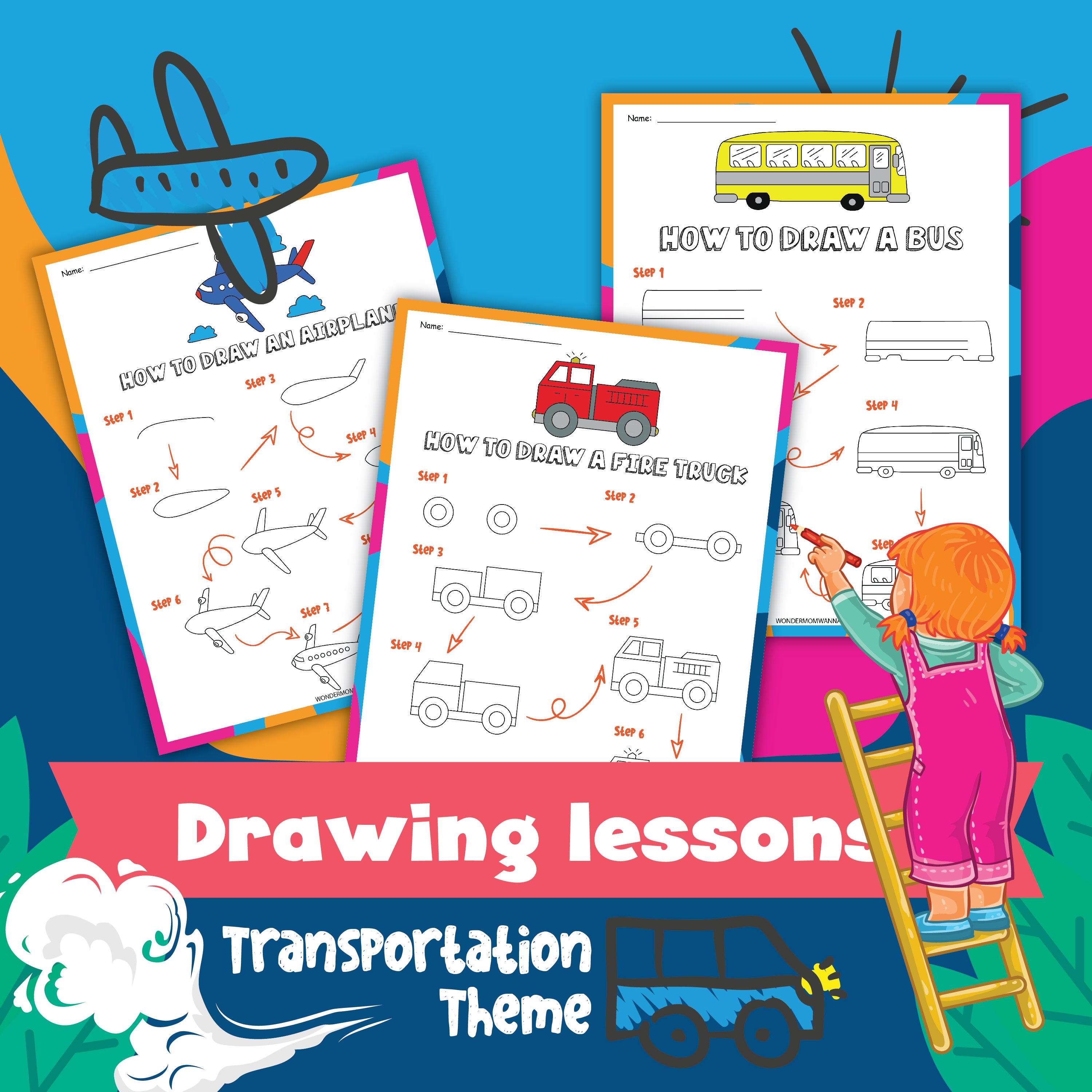 How to Draw Transportation Vehicles – Wondermom Shop