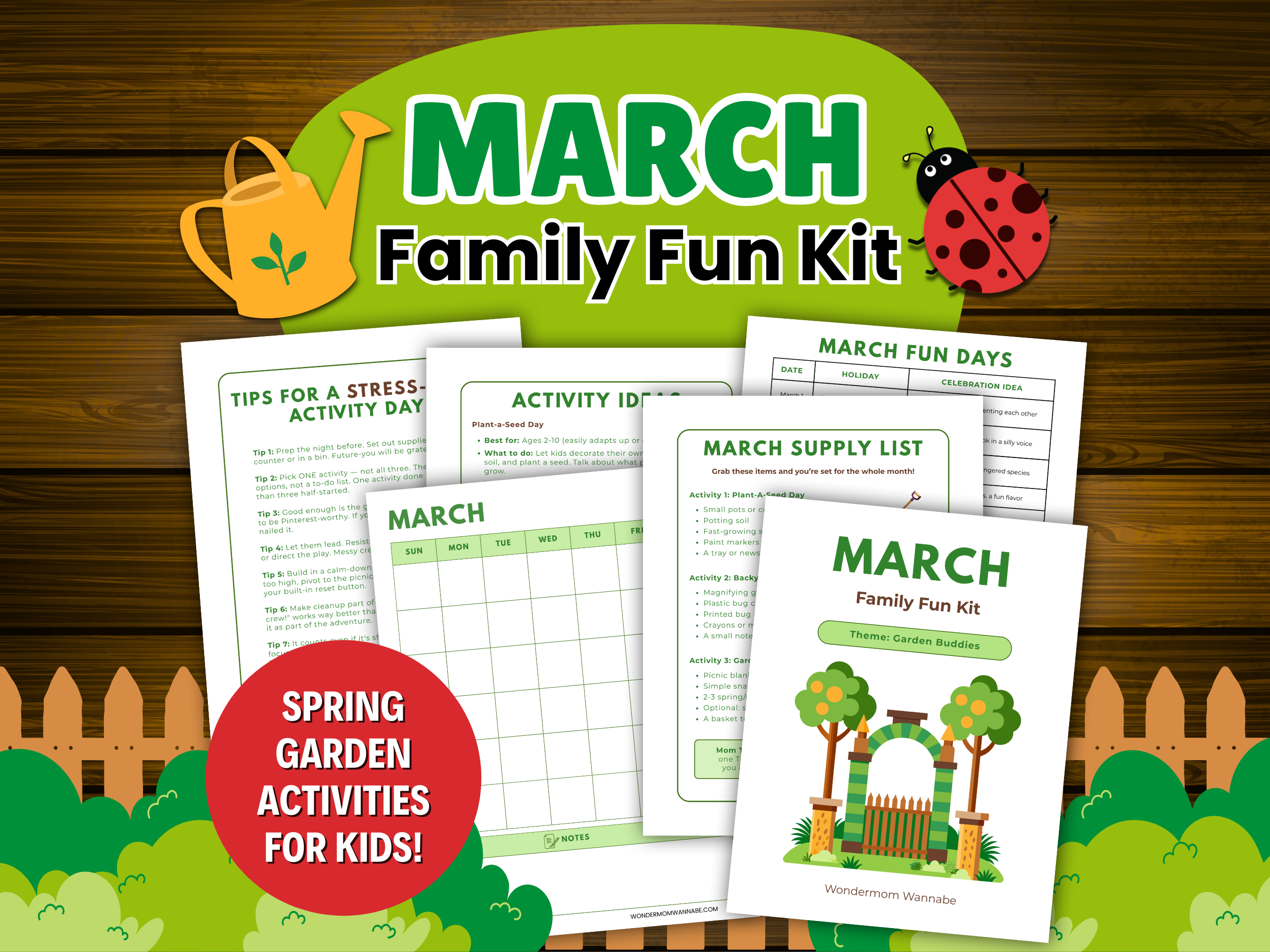 March Family Fun Kit – Garden Buddies Printable Activity Pack for Kids ...