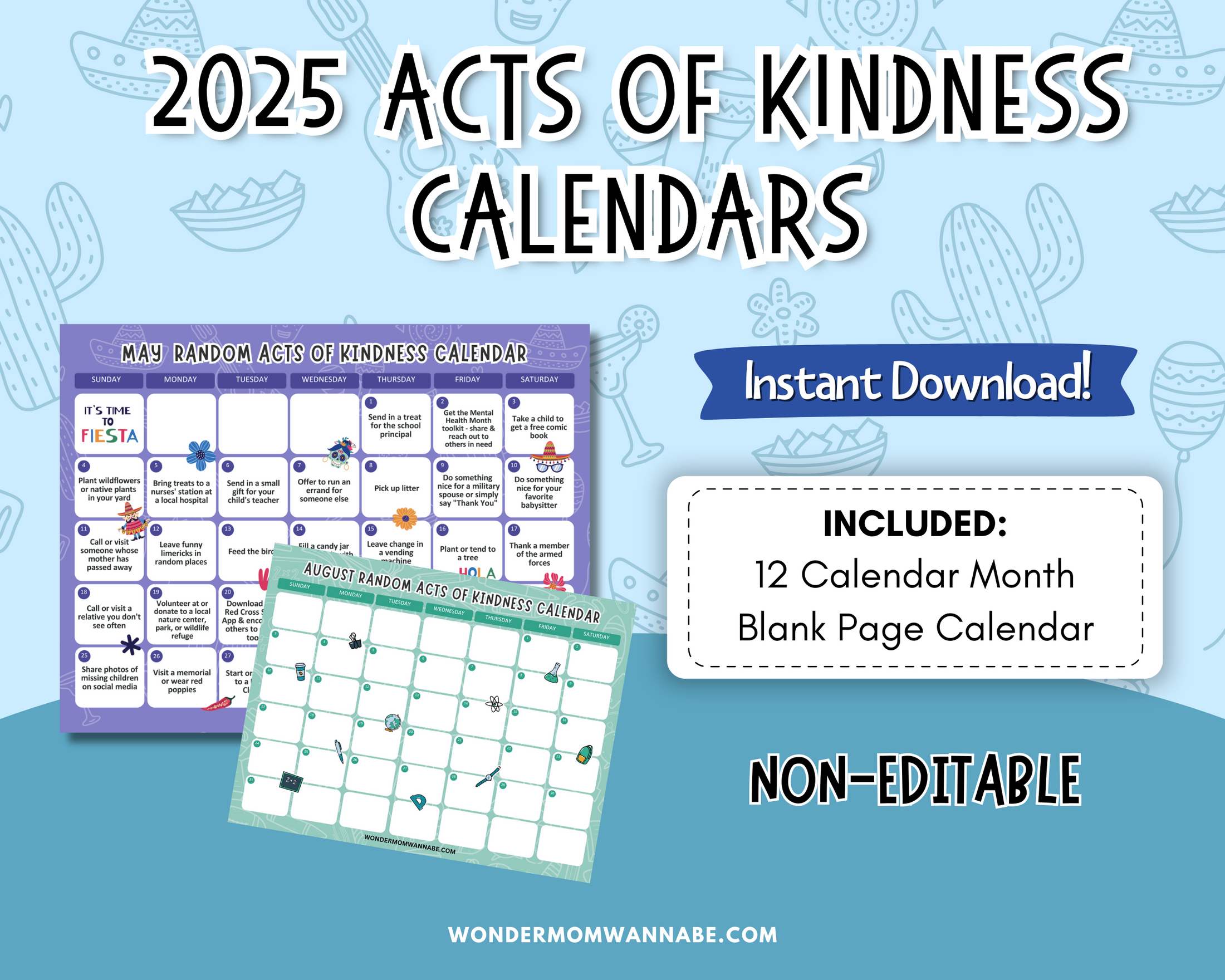 2025 Monthly Acts of Kindness Calendars – Wondermom Shop