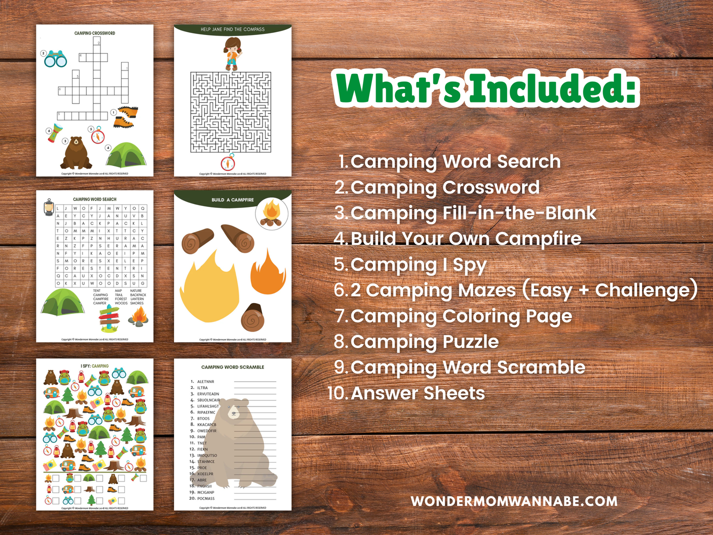 Camping Fun Pack for Kids – Printable Games, Puzzles, Crafts & Outdoor ...