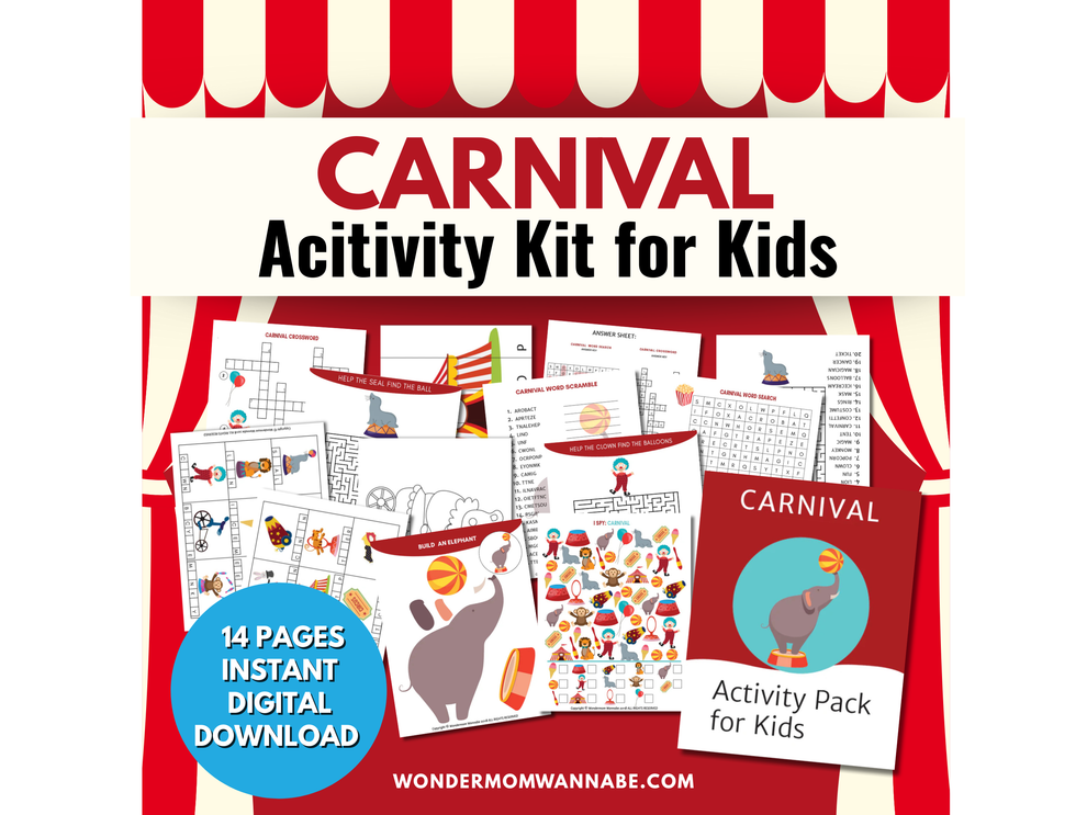 Carnival Fun Pack for Kids – Printable Games, Puzzles, Crafts & Circus ...