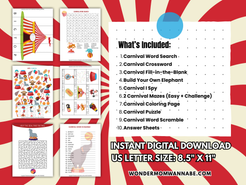 Carnival Fun Pack for Kids – Printable Games, Puzzles, Crafts & Circus ...