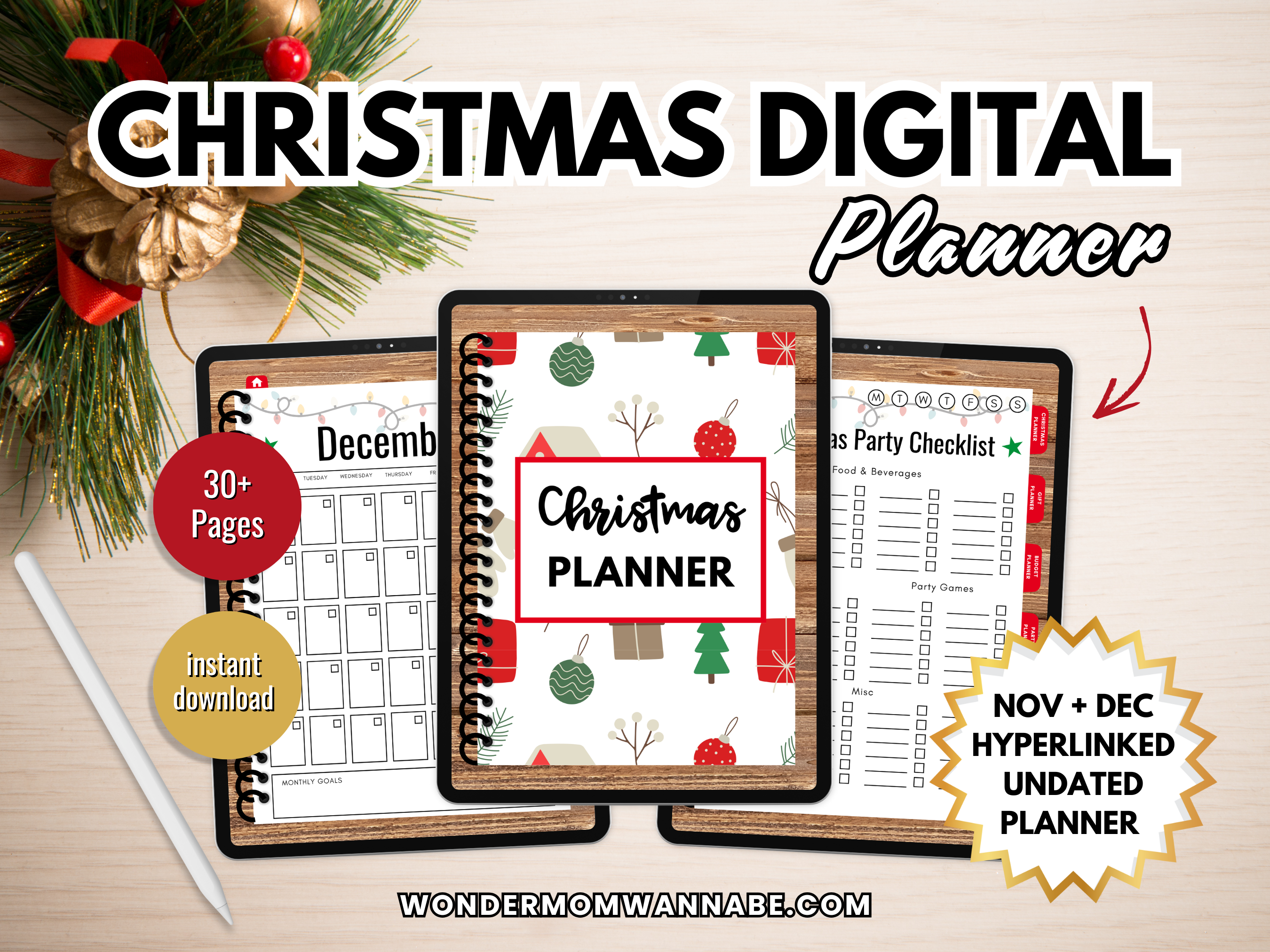 Digital Christmas Planner | GoodNotes & iPad Holiday Organizer ...