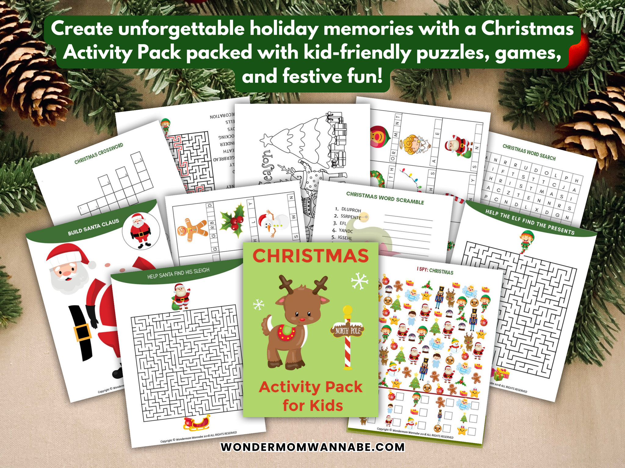 Christmas Activity Pack for Kids – Printable Games, Puzzles, Crafts, a ...