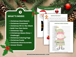 Christmas Activity Pack for Kids – Printable Games, Puzzles, Crafts, a ...