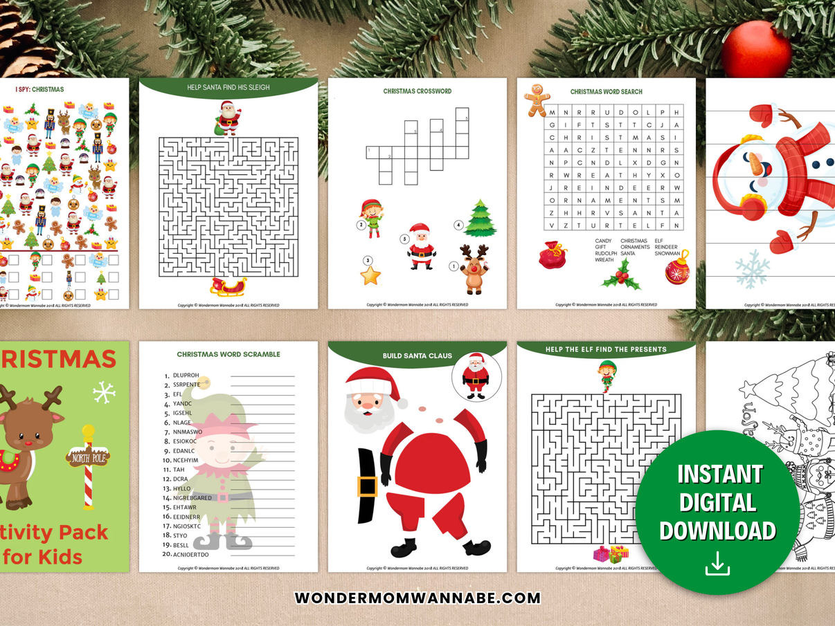 Christmas Activity Pack for Kids – Printable Games, Puzzles, Crafts, a ...