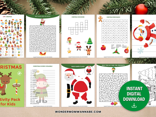 Christmas Activity Pack for Kids – Printable Games, Puzzles, Crafts, a ...