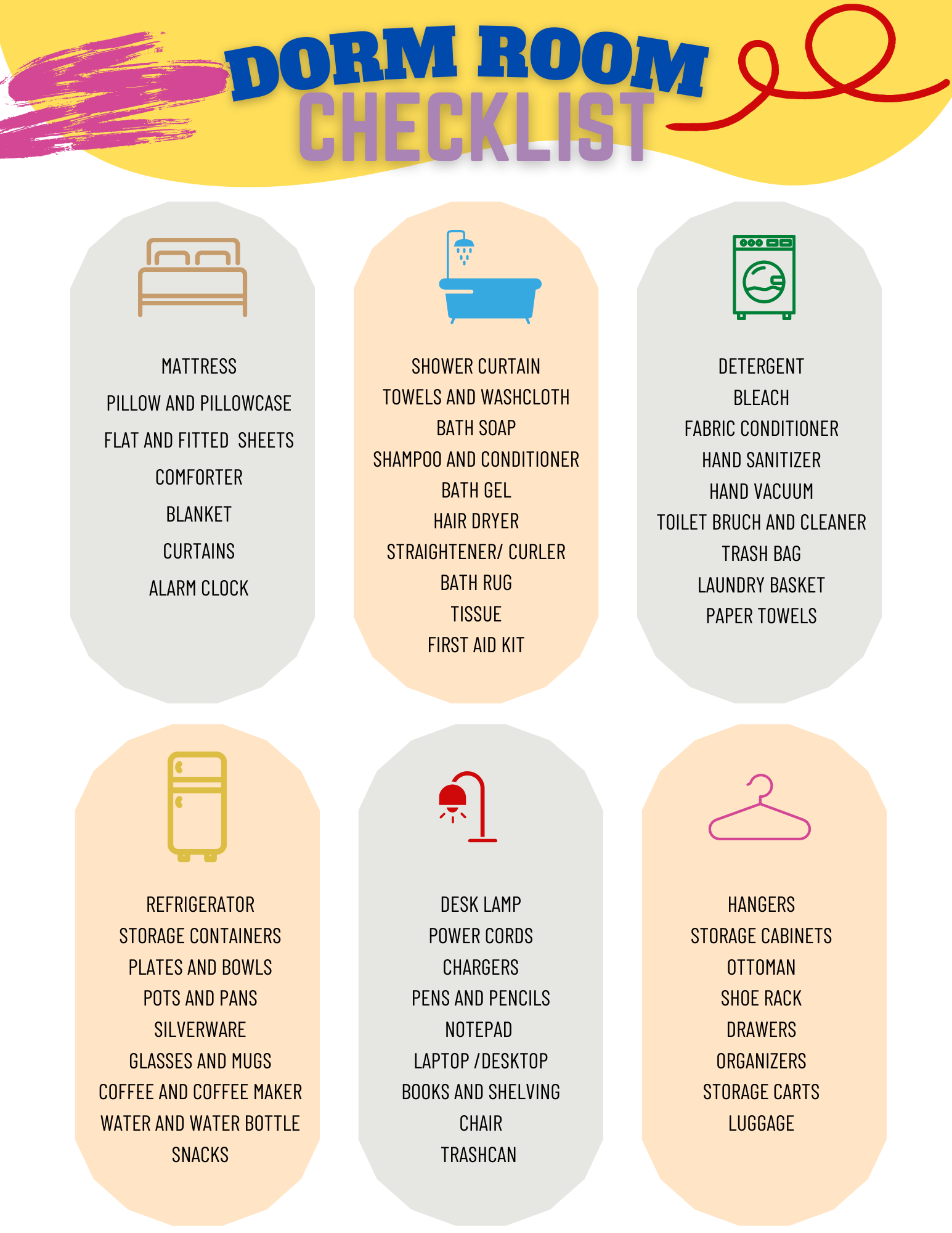 Dorm Room Checklist Wondermom Shop