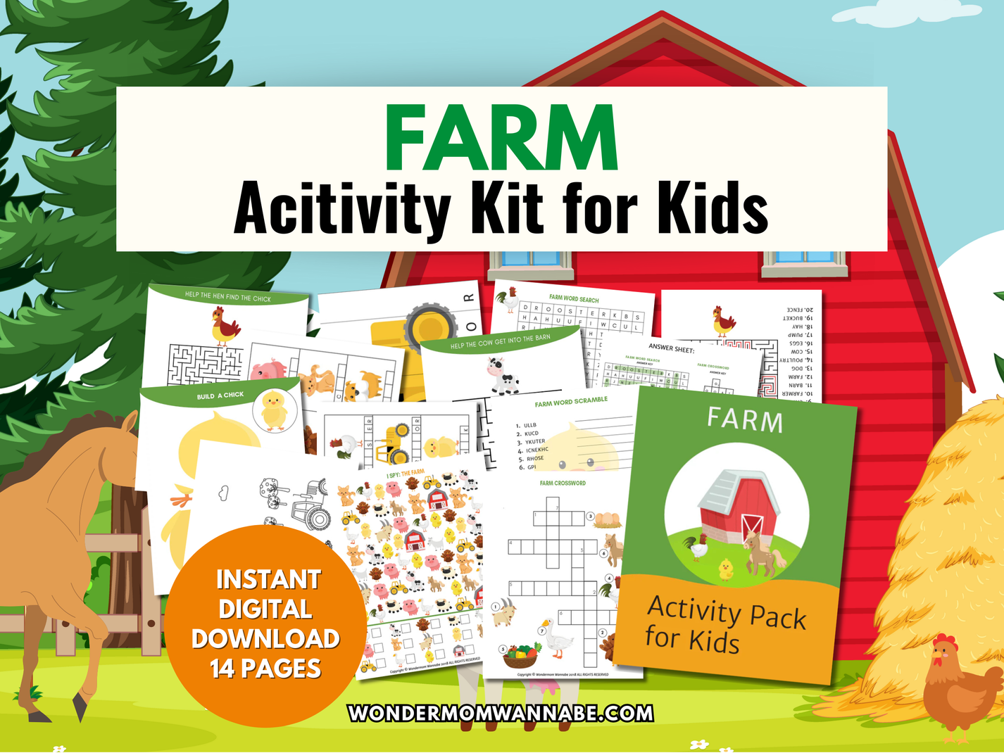 Farm Activity Kit for Kids – Printable Farm Games, Puzzles, Crafts & A ...