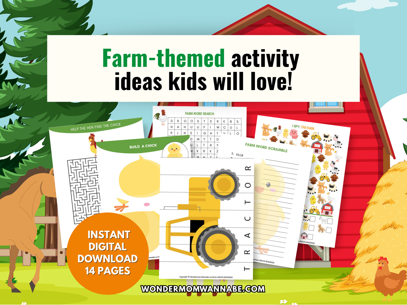 Farm Activity Kit for Kids – Printable Farm Games, Puzzles, Crafts & A ...