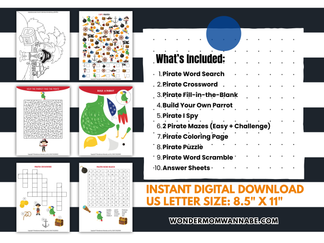 Pirates Fun Pack for Kids – Printable Pirate Games, Puzzles, Crafts ...