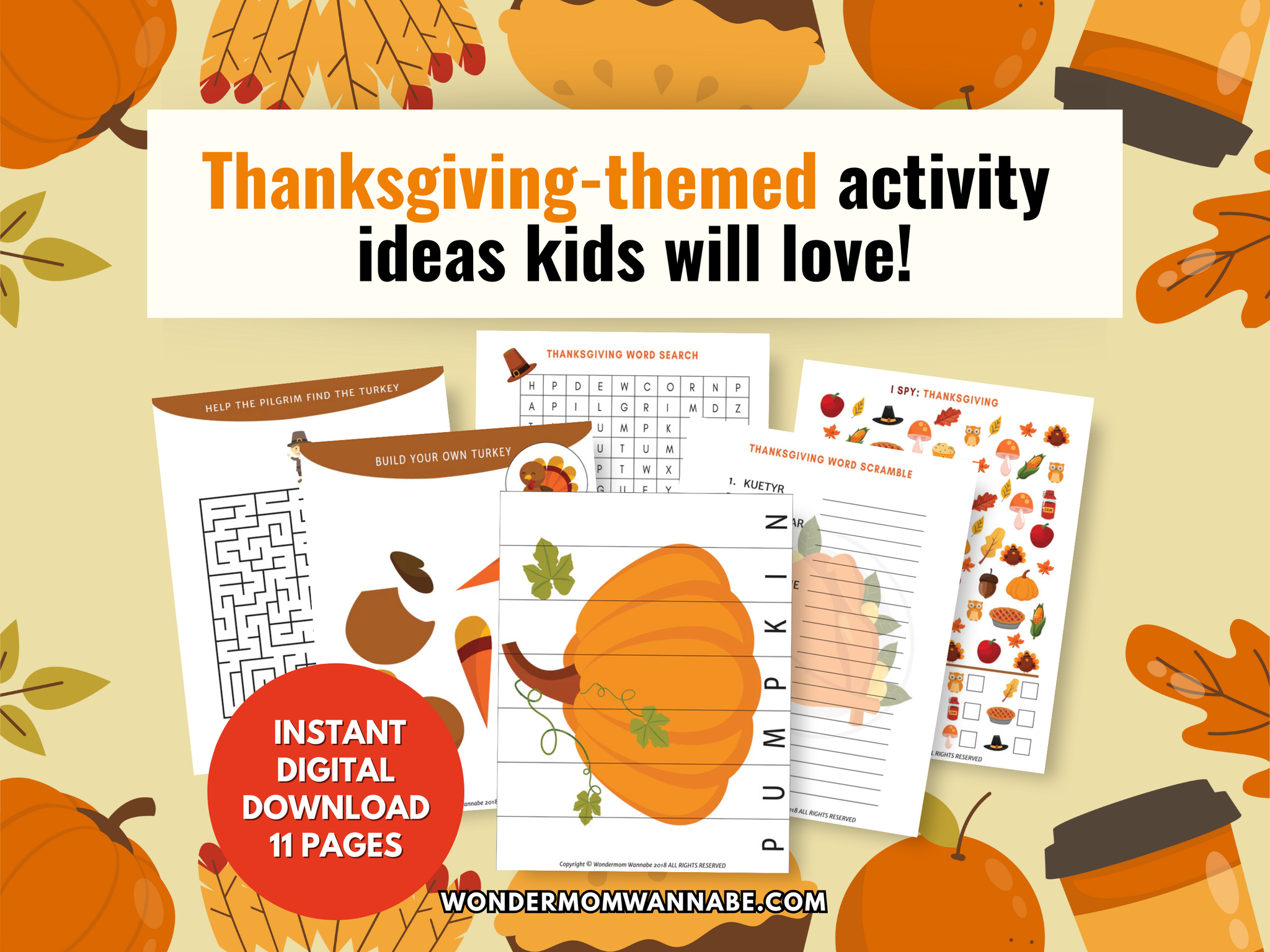 Printable Thanksgiving Activity Book for Kids – Printable Games, Puzzl ...