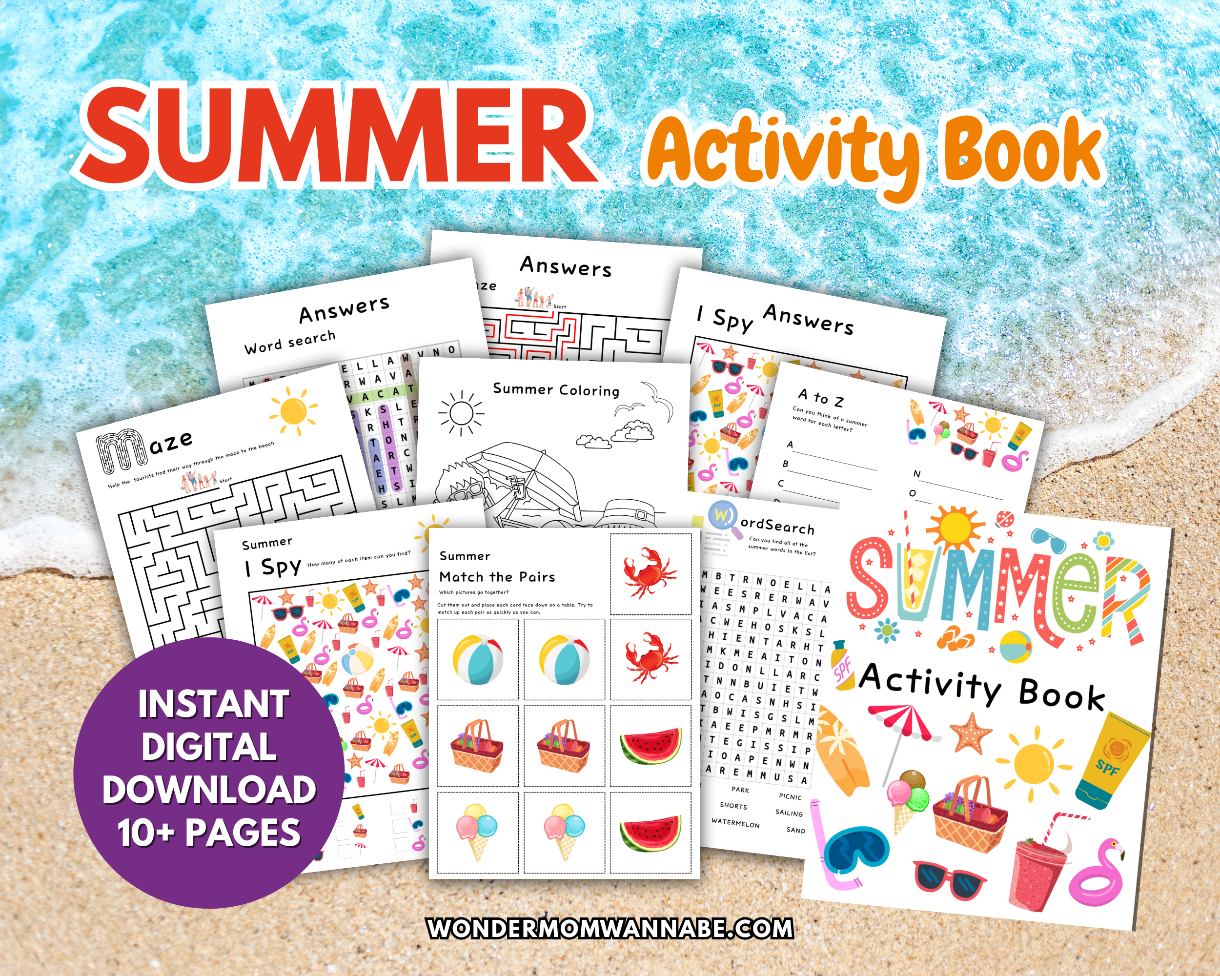 Printable Summer Activity Book – Printable Word Search, Maze, I Spy ...