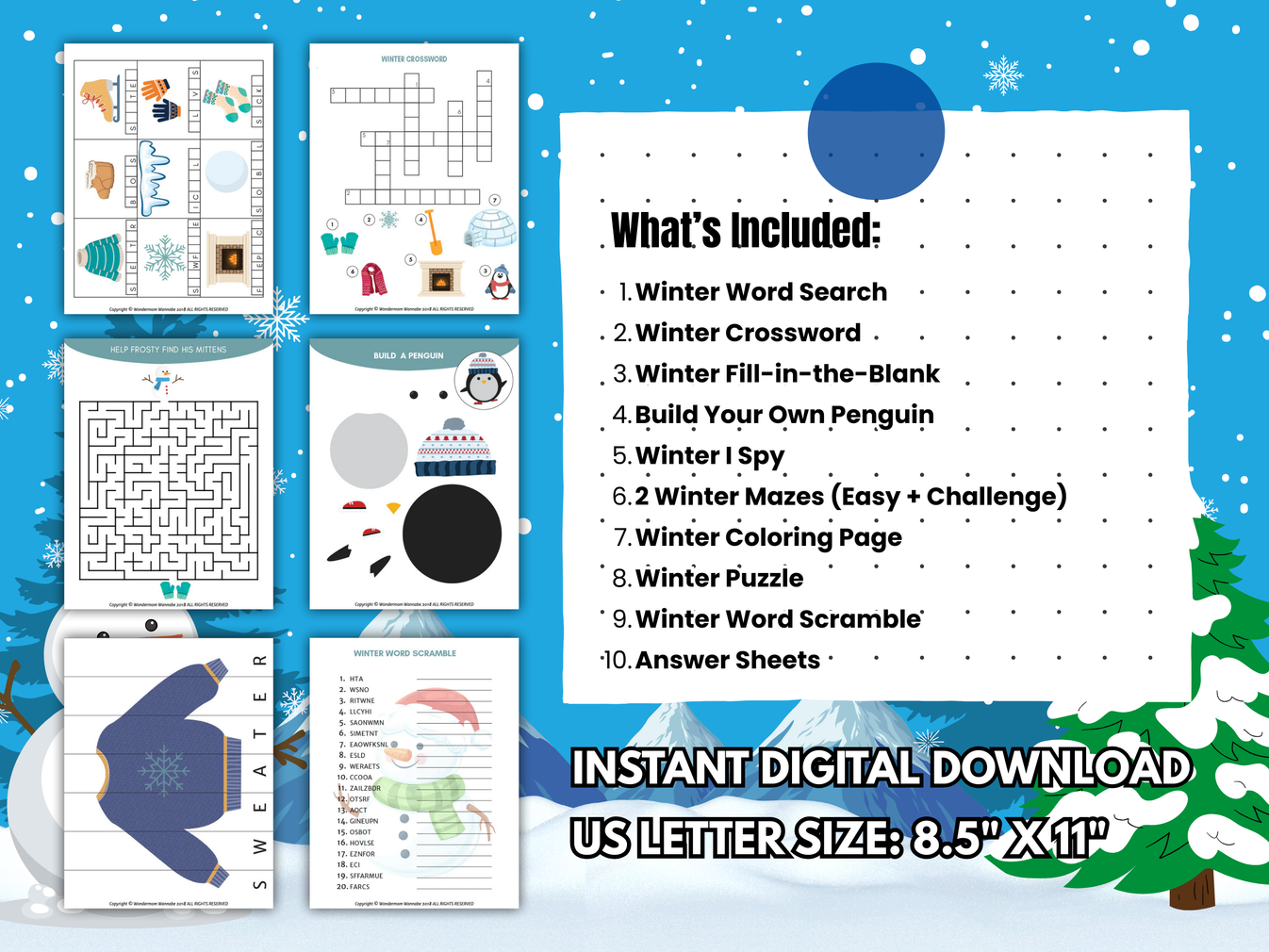 Winter Fun Pack for Kids – Printable Games, Puzzles, Crafts & Winter ...