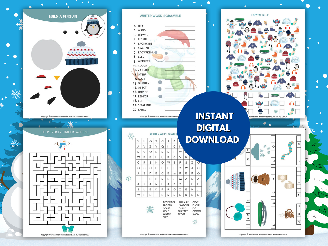Winter Fun Pack for Kids – Printable Games, Puzzles, Crafts & Winter ...