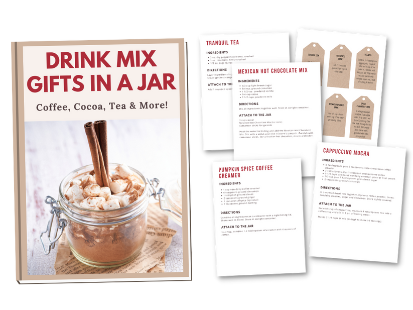 Drink Mix Gifts in a Jar Digital Cookbook with Printable Gift Tags ...