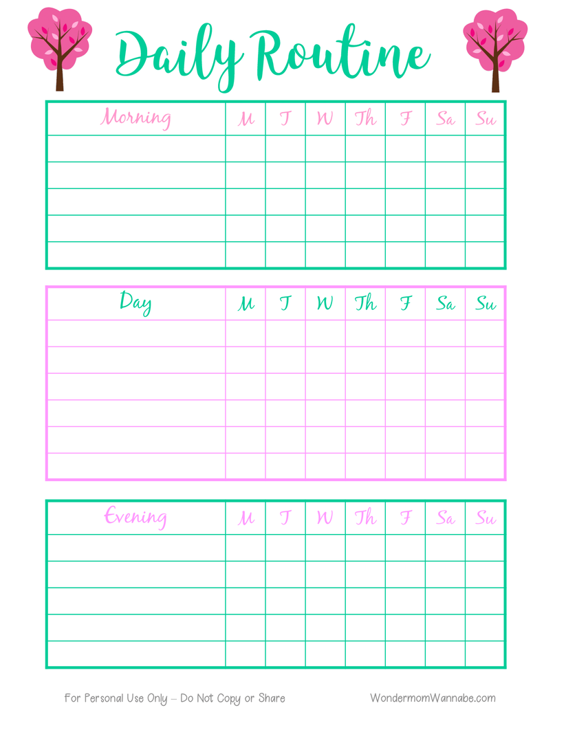 Daily Routine Planning Pages – Wondermom Shop