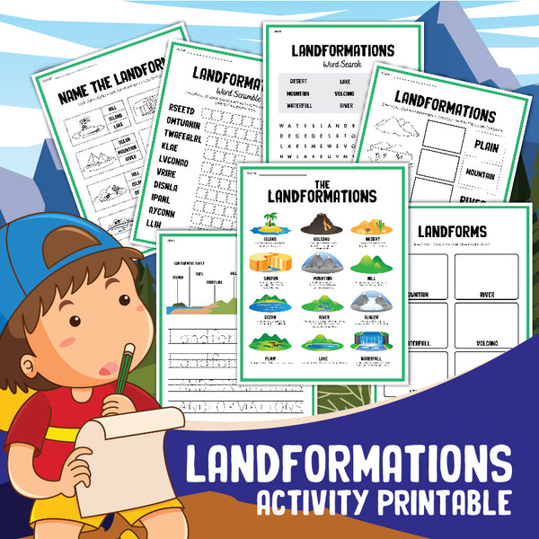 Landforms Activity Set – Printable Landform Diagrams, Word Search, Mat ...