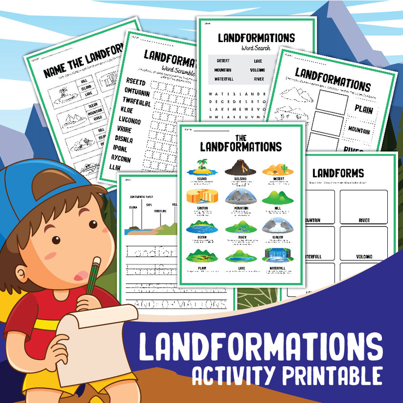 Landforms Activity Set – Printable Landform Diagrams, Word Search ...