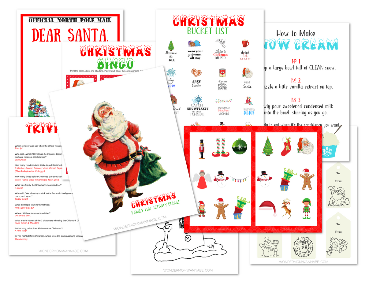 Santa Activity Kit for Kids - Fun Games, Coloring Pages, Bingo, & Holi ...