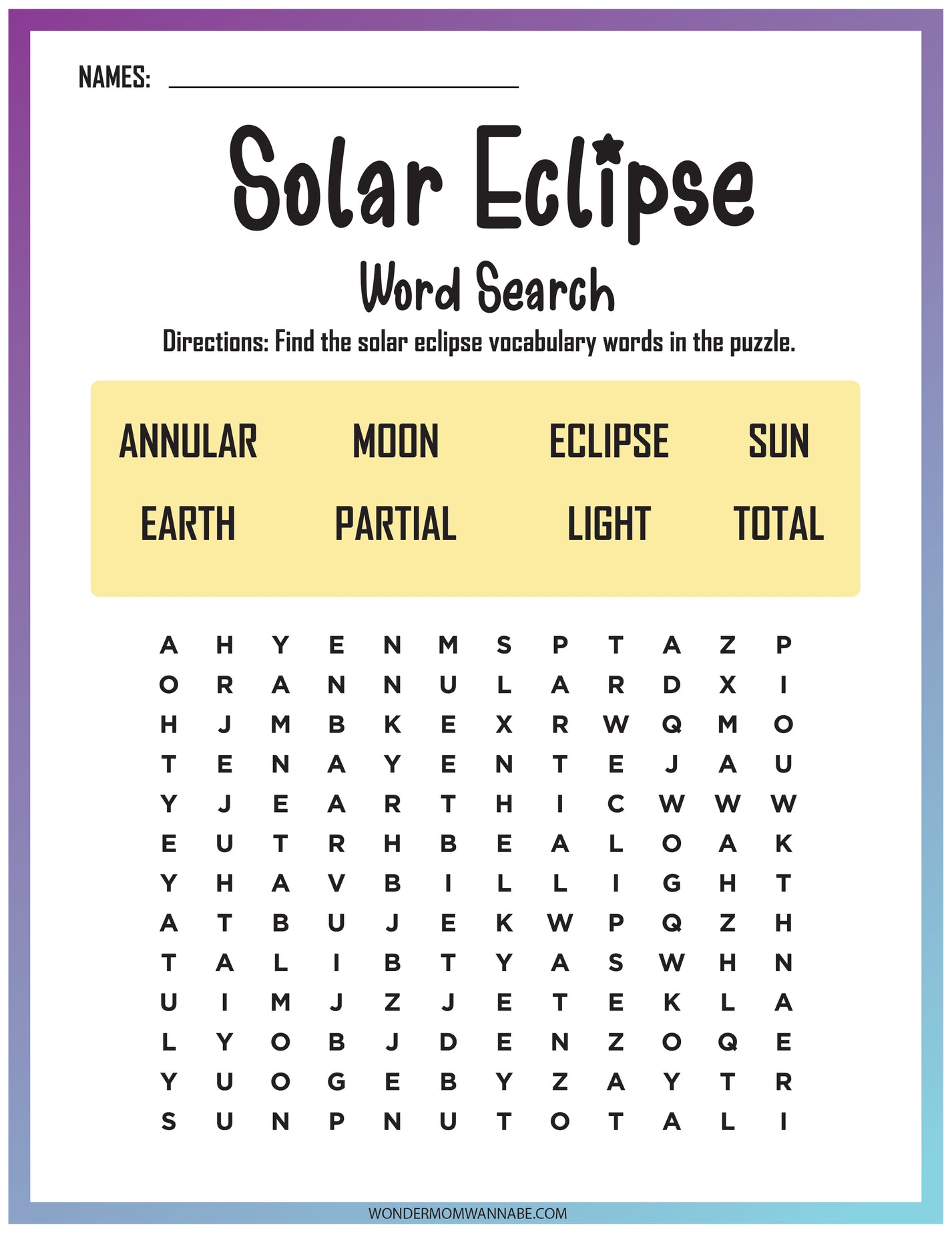 Lunar and Solar Eclipse Activity Set – Wondermom Shop