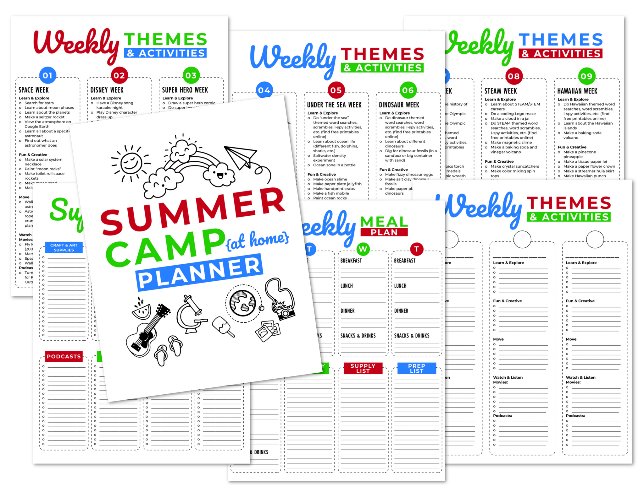 Printable Summer Camp Planner - At-Home Activities, Meal Plans & Theme ...