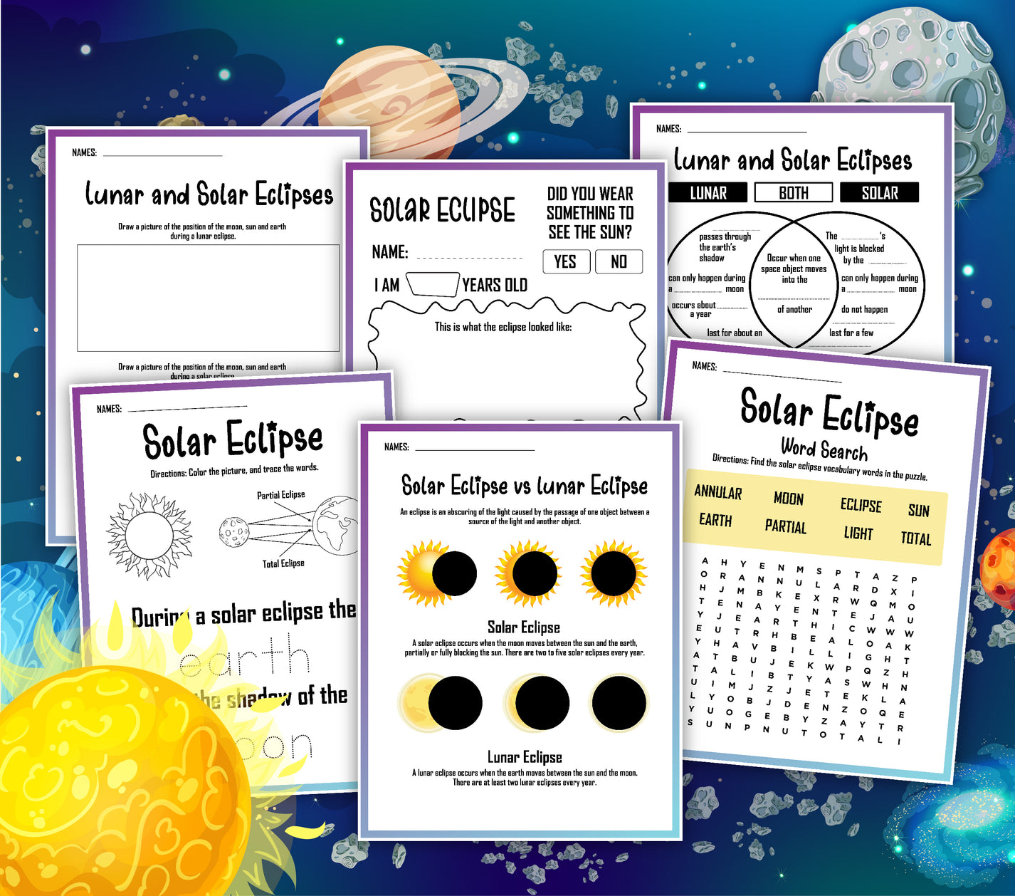 Lunar and Solar Eclipse Activity Set – Wondermom Shop